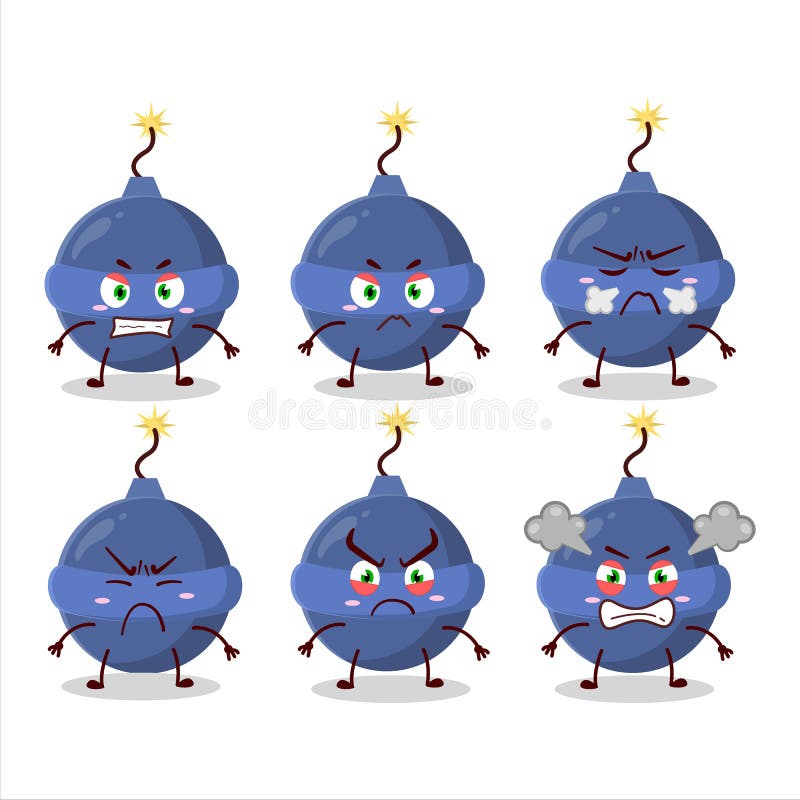 Smoke Bomb Firework Cartoon Character with Various Angry Expressions ...