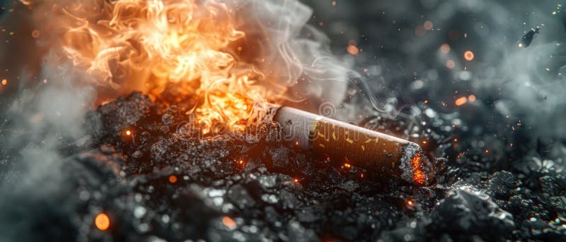 Smoke Breaks As the Cigarette is Exploded in the Air Stock Image ...