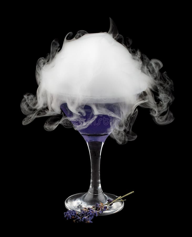 Smoke Bubble Strawberry Cocktail on Black Background. before and after ...