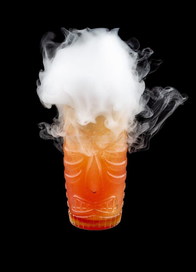 Smoke Bubble Strawberry Cocktail on Black Background. before and after ...