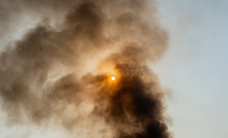 Smoke from Burning Garbage is Rising into the Atmosphere. Stock Image ...