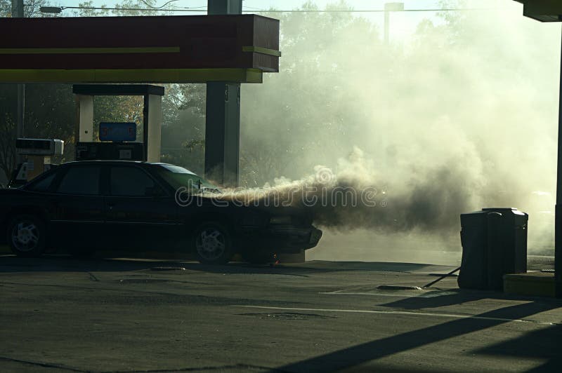 Smoke from Car Fire stock image. Image of catastrophic - 33633121