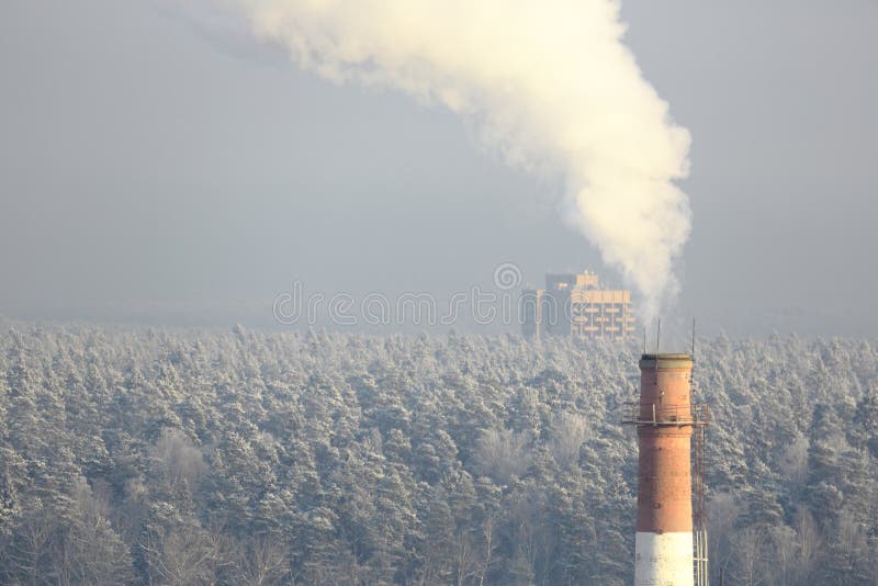 Smoke Rising From A Chimney In Winter Stock Photo - Image of chimneyn ...