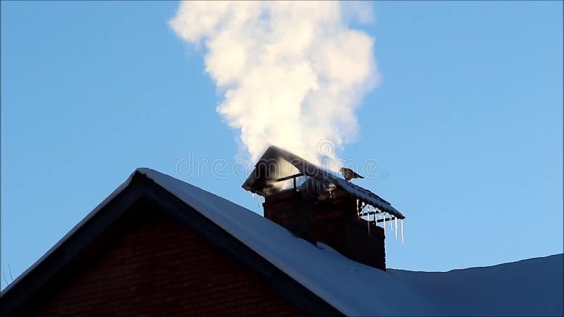 Smoke From A Chimney Of A Residential House Stock Footage - Video of ...