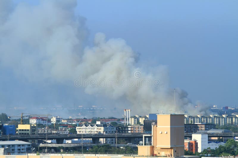 Smoke in the city stock image. Image of burn, danger - 40181407
