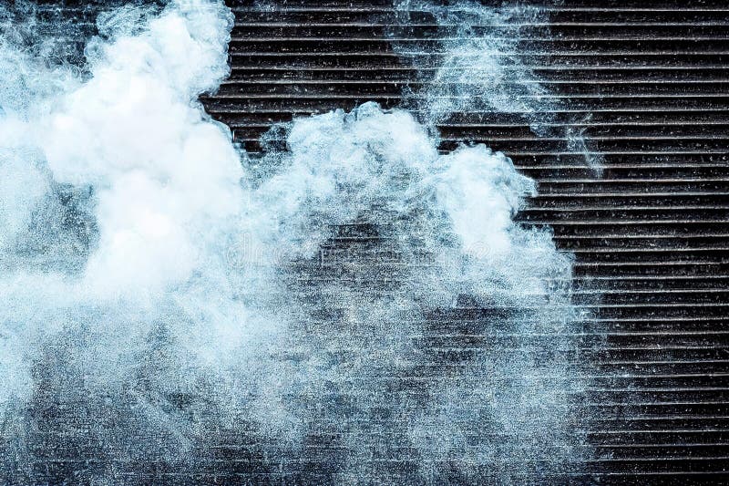 Smoke Cloud and Metallic Roll Up Door Texture on the Background. Stock ...
