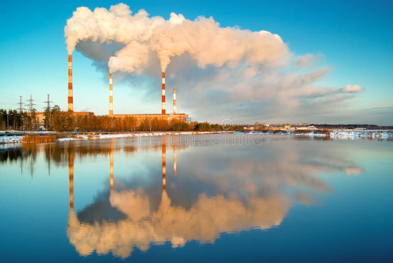 Coal Burning Power Plant with Smoke Stacks, Moscow, Russia Stock Photo ...