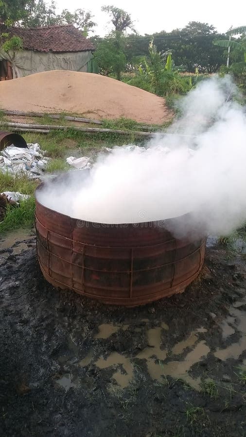 The Smoke of the Coconut Shell Burning Process Stock Image - Image of ...