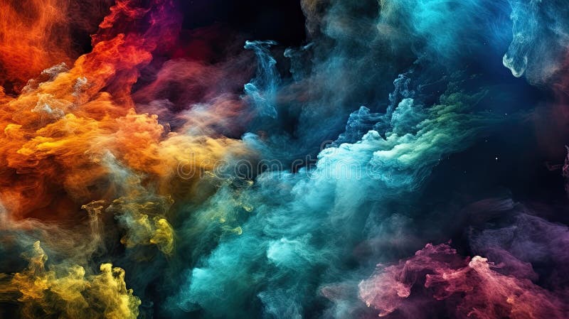 Smoke and Colourful Clouds in the Sky Stock Illustration - Illustration ...