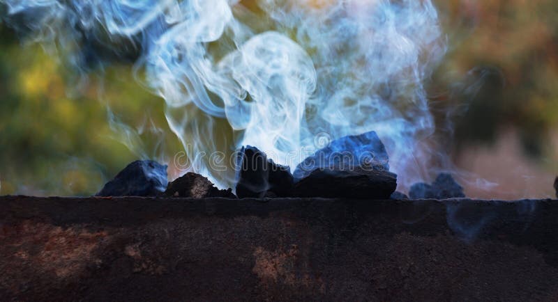 Smoke Comes Out of the Coal Stock Image - Image of smoke, charcoal ...