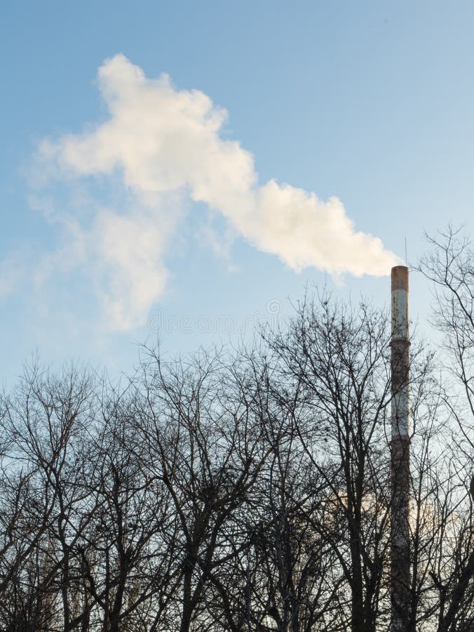 Smoke Coming Out of the Boiler Room Pipe Flies Up and Forms Clouds ...