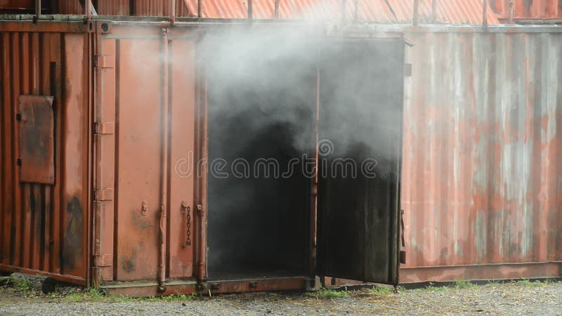 Smoke in containers. stock footage. Video of fiery, bright - 214920112