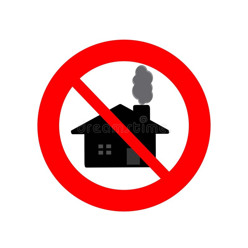 Prohibition Sign on a House with Smoke from the Chimney, Smoke Control ...