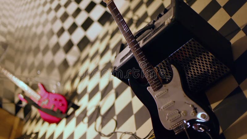 Smoke Covers Studio with Two Electric Guitars and Stock Video - Video ...