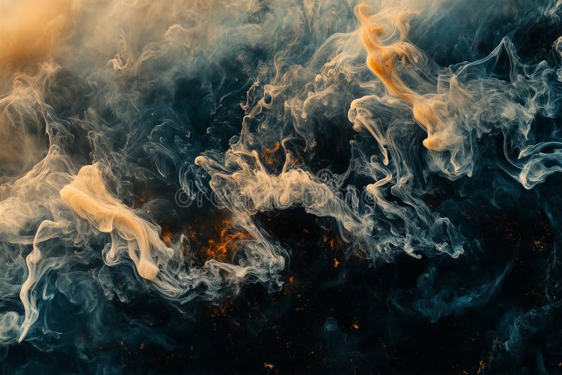 Smoke Curls in Mesmerizing Abstract Patterns Against a Dark Background ...