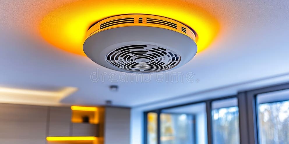 A Smoke Detector Alarm with Built-in Integrated Led Lighting Installed ...