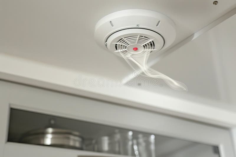 Smoke Detector with Alarm in Kitchen Ceiling for Safety and Fire ...