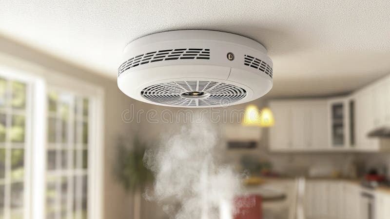 Smoke Detector Alert in Modern Kitchen Stock Illustration ...