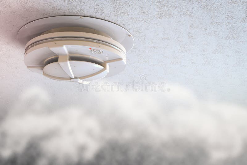 Smoke Detector on Ceiling Detecting House Fire Stock Image - Image of ...