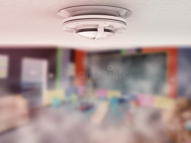 Smoke detector on ceiling stock photo. Image of objects - 76595758