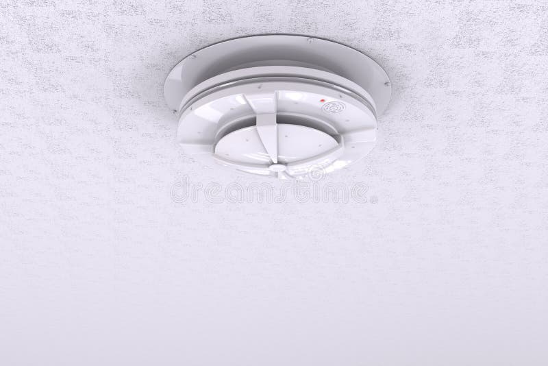 Smoke detector on ceiling stock illustration. Illustration of sign ...