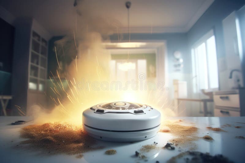 Smoke Detector and Fire Alarm in Action Background. AI Generated Stock ...