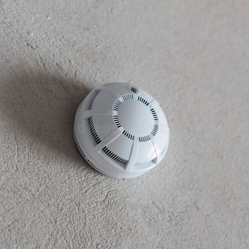 Smoke Detector On Ceiling Wall With Smoke On Fire Stock Image - Image ...