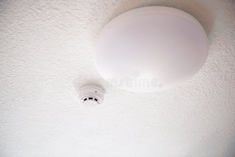 Smoke Detector and Fire Protection System on Ceiling Stock Image ...