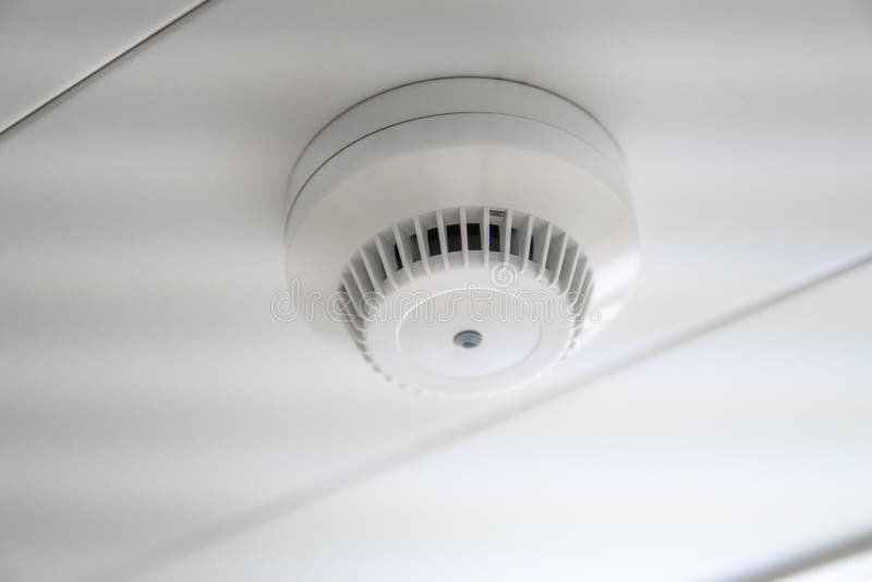 Smoke Detector and Fire Sensor on a Ceiling Stock Image - Image of ...