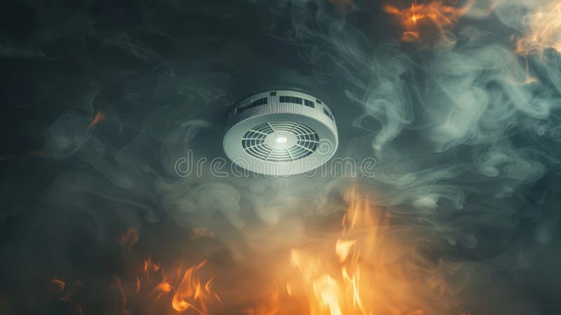 The Smoke Detector with Flames. AI Generated Stock Image - Image of ...