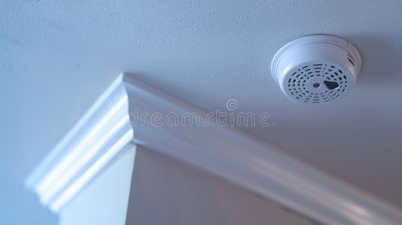 A Smoke Detector Installed on the Ceiling of a Residential Home ...