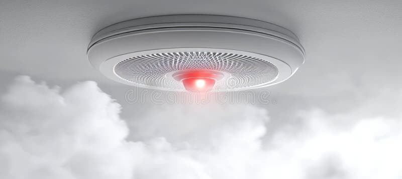 Smoke Detector Malfunction Red Alarm Light Flashing through Heavy Smoke ...