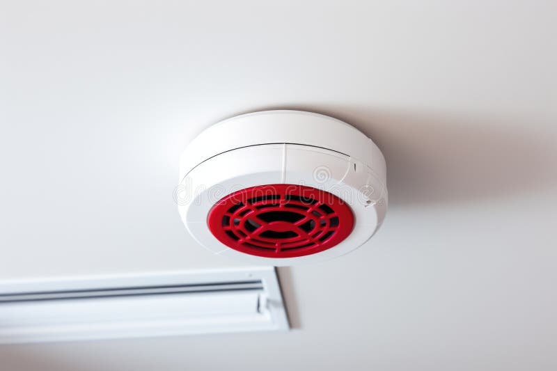 Smoke Detector Mounted on Ceiling Stock Photo - Image of security, fire ...