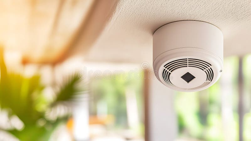 Smoke Detector Mounted on Ceiling in Modern Interior Stock Illustration ...