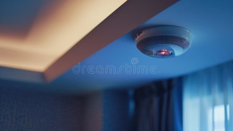 A Smoke Detector Mounted on the Ceiling of a Room, with a Modern Design ...
