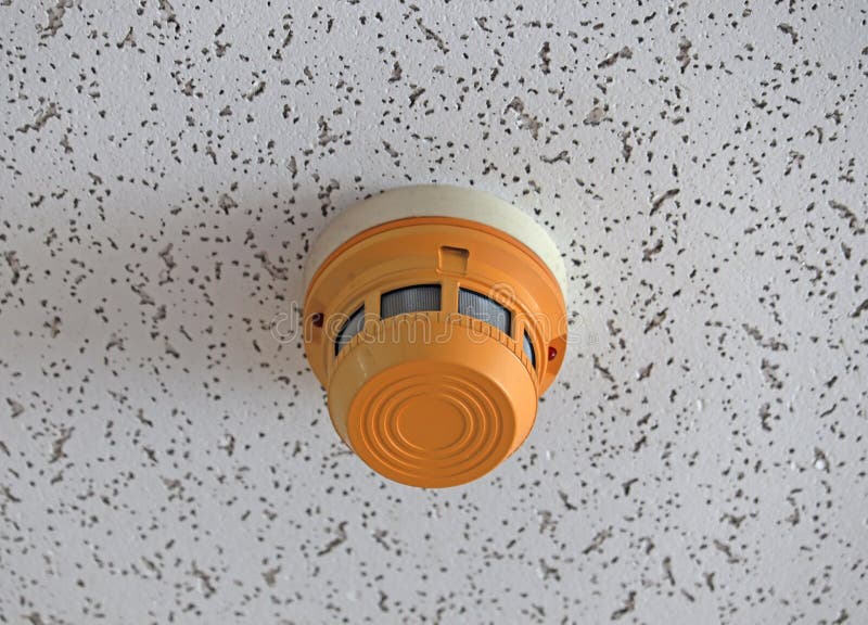 Smoke Fire Detector Mounted On Roof Stock Photo - Image of emergency ...