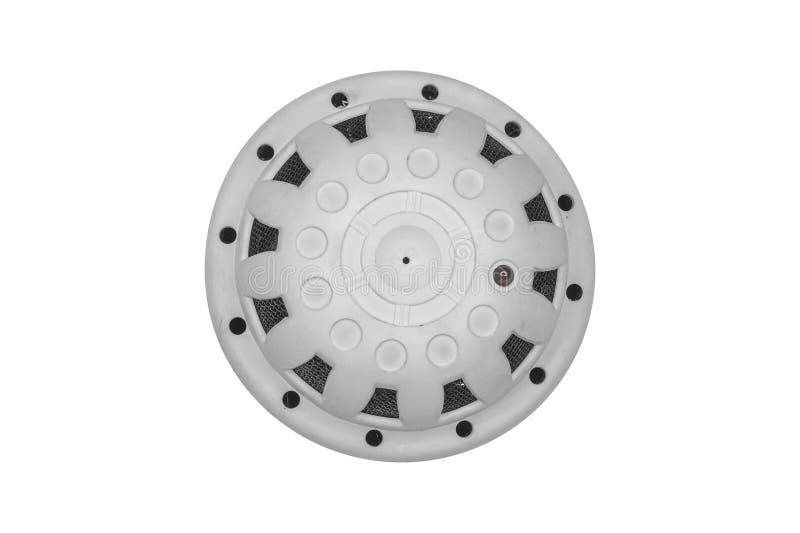 Smoke Detector Mounted on a Suspended Ceiling is Isolated on White ...