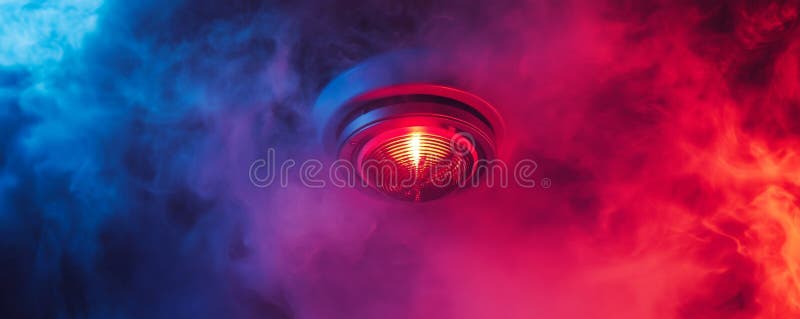 Smoke Detector with Red Alarm Light and Atmospheric Smoke, Safety ...