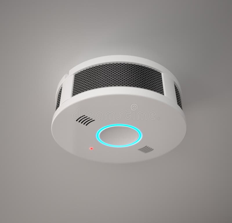 Smoke Detector on the Room Ceiling. 3D Illustration Stock Illustration ...