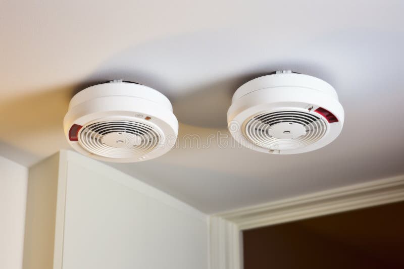 Two Smoke Detectors are Installed on the Ceiling in a Residential ...