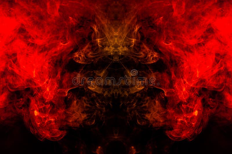 Smoke of Different Orange and Red Colors in the Form of Horror in the ...