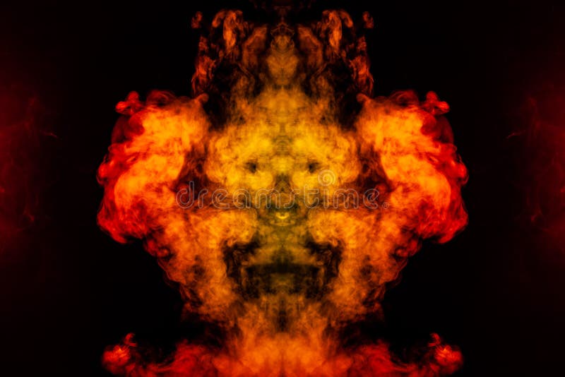Smoke of Different Orange and Red Colors in the Form of Horror in the ...