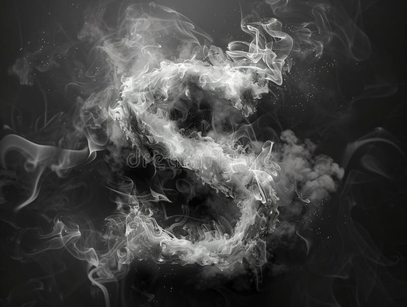 Smoke Effect Gray Alphabet on Black Background. Letter S. AI Generated ...
