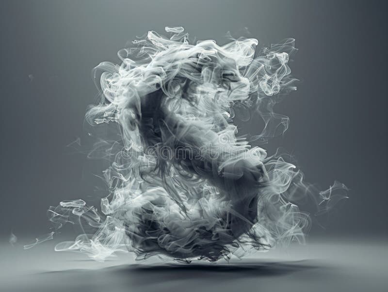 Smoke Effect Gray Alphabet on Black Background. Letter S Stock ...