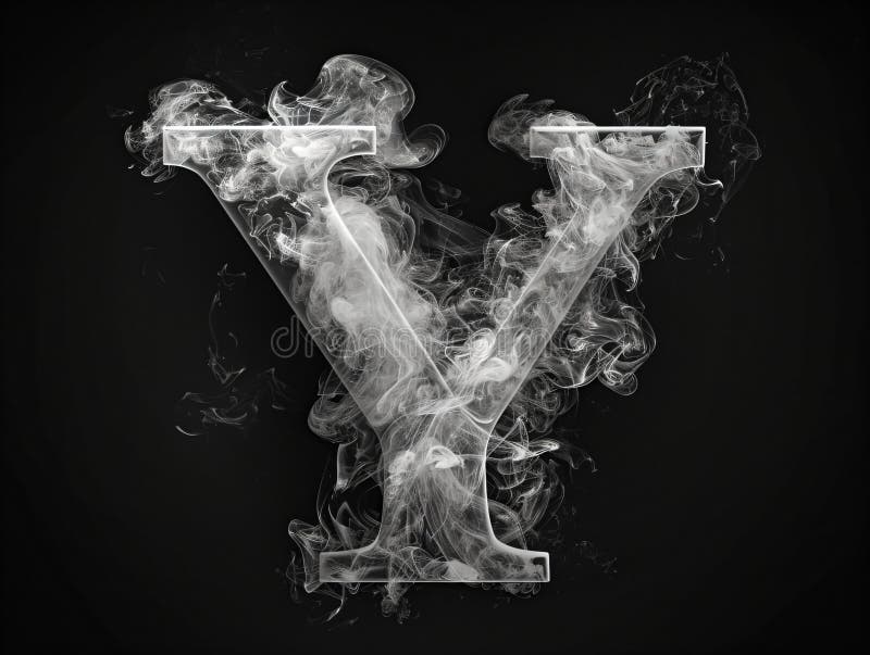 Smoke Effect Gray Alphabet on Black Background. Letter Y Stock ...