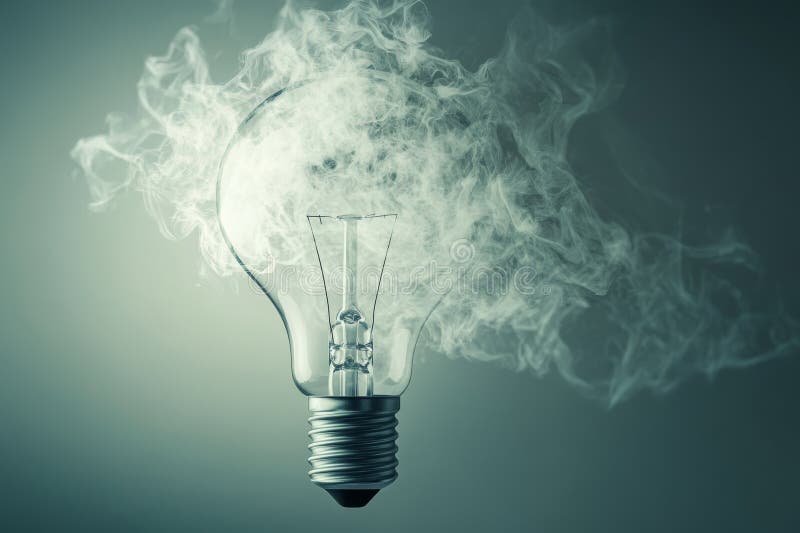 Smoke Emanating from Broken Light Bulb in Dark Mood Lighting Design ...