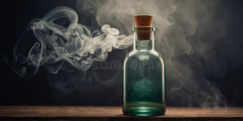 Smoke Emerges from the Bottle Celebration Concept. Stock Photo - Image ...