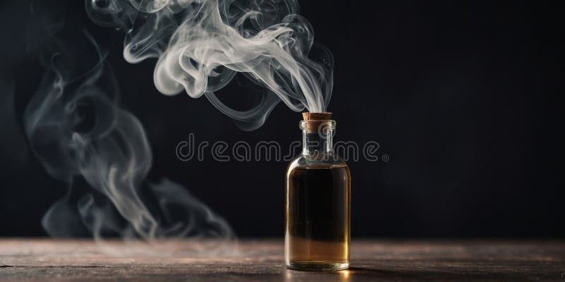 Smoke Emerges from the Bottle Celebration Concept. Stock Image - Image ...