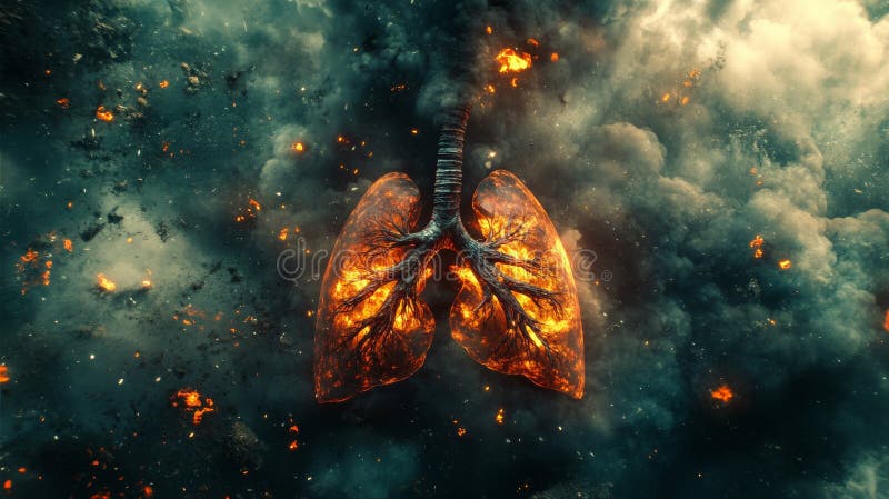Smoke-engulfed Lung - a 3D Illustration Stock Image - Image of tobacco ...