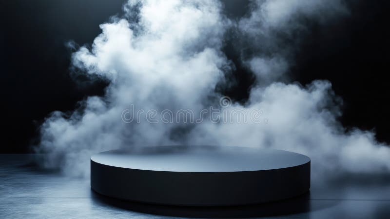Smoke Enveloped Circular Platform, Dramatic Lighting, Dark Background ...